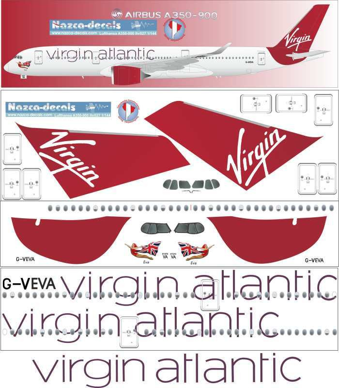 1/144 Scale Decal Virgin Atlantic A350-900
