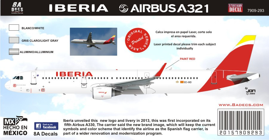 1/144 Scale Decal Iberia A-321 2016