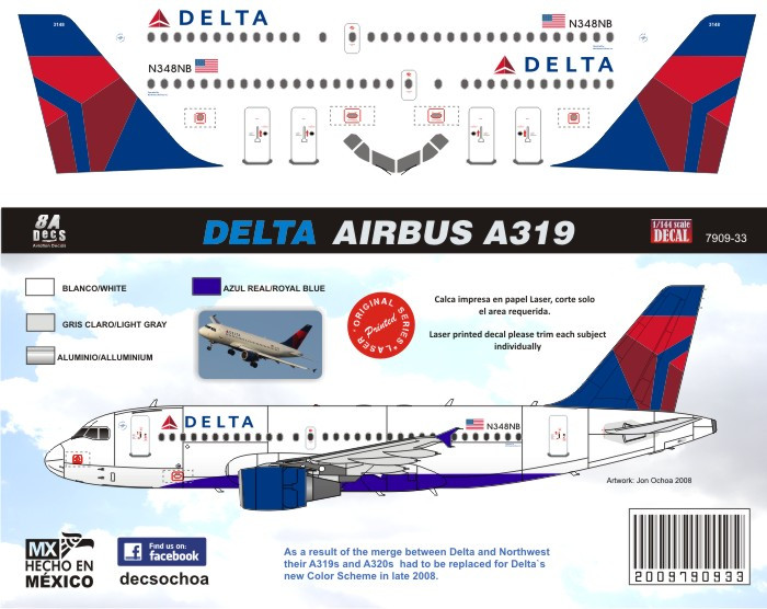 1/144 Scale Decal Delta A-319