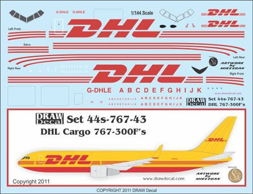 1/144 Scale Decal DHL 767-300F - JoyDecals.com