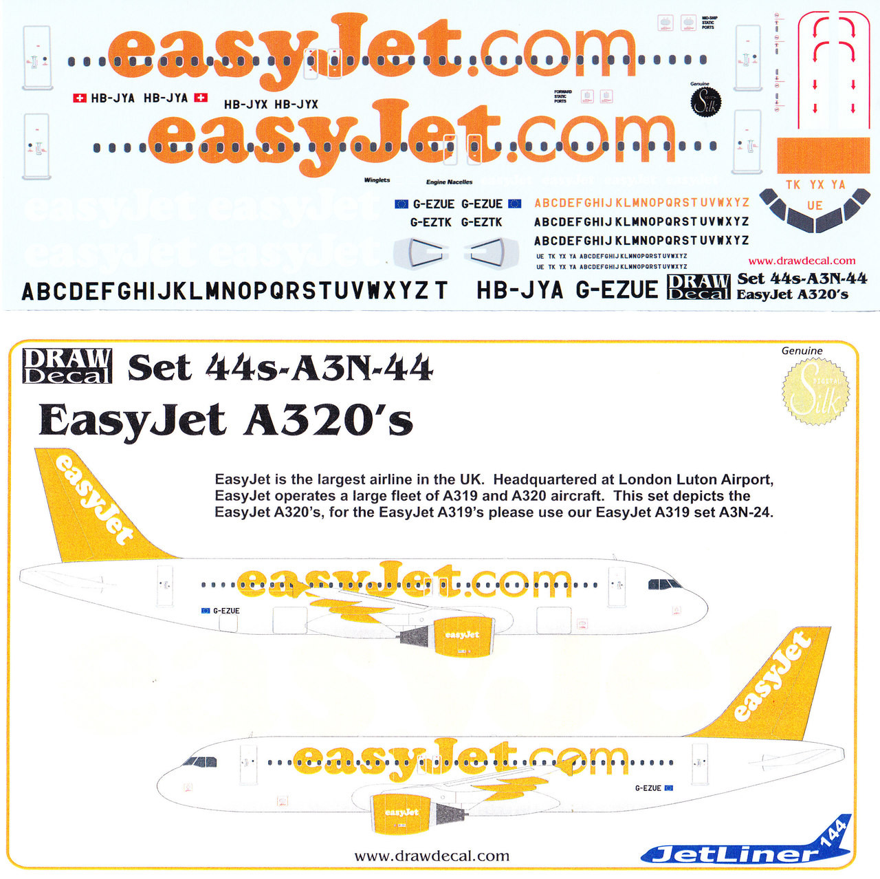 1/144 Scale Decal easyJet A-320. - JoyDecals.com