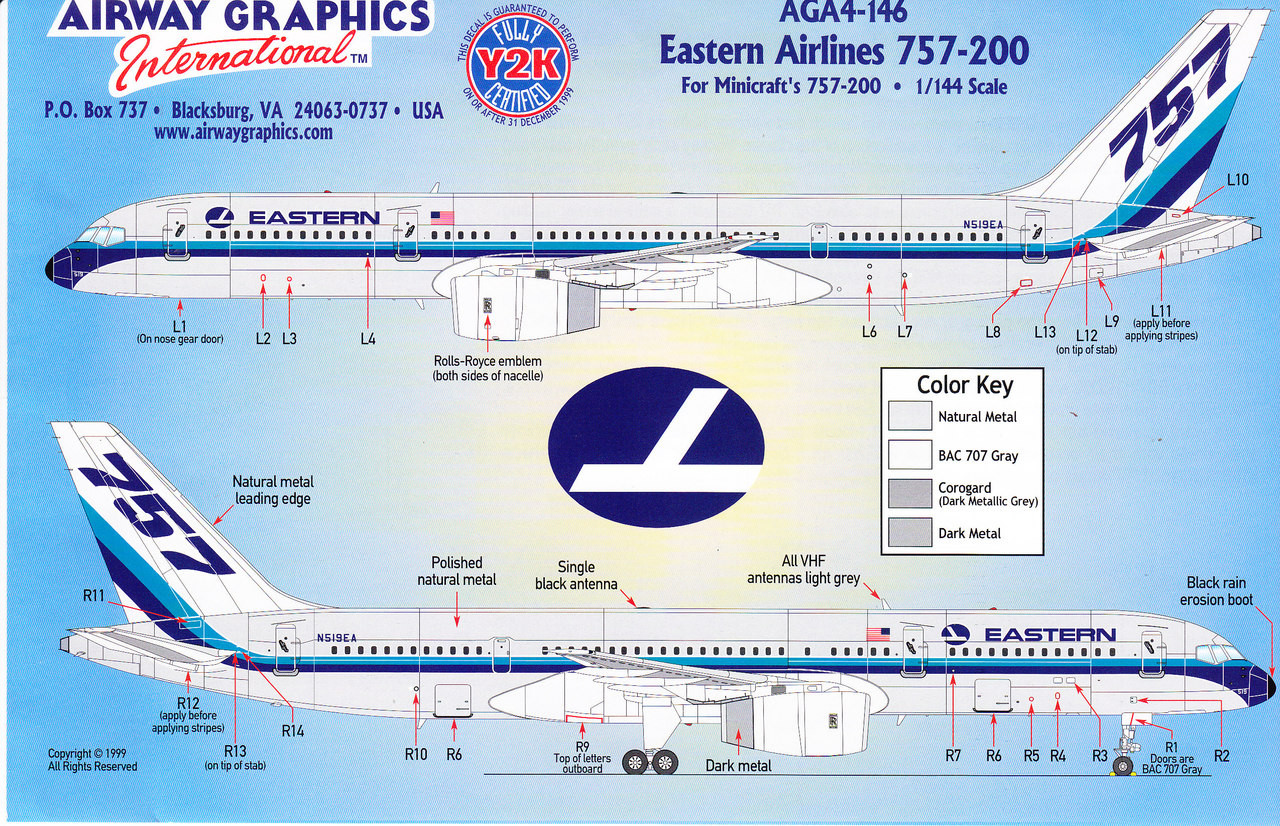 1/144 Scale Decal Eastern 757-200 - JoyDecals.com