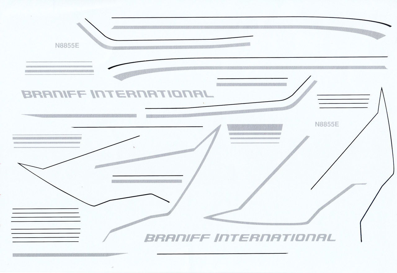 1/100 Scale Decal Braniff International 727-200 ULTRA PURPLE ...