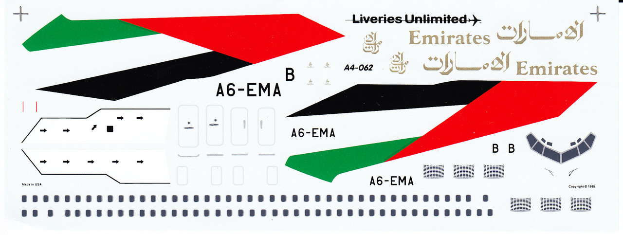 1/144 Scale Decal Emirates 727-200