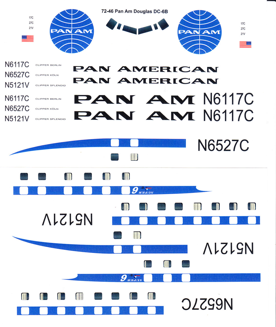 1/72 Scale Decal Pan American DC-6B
