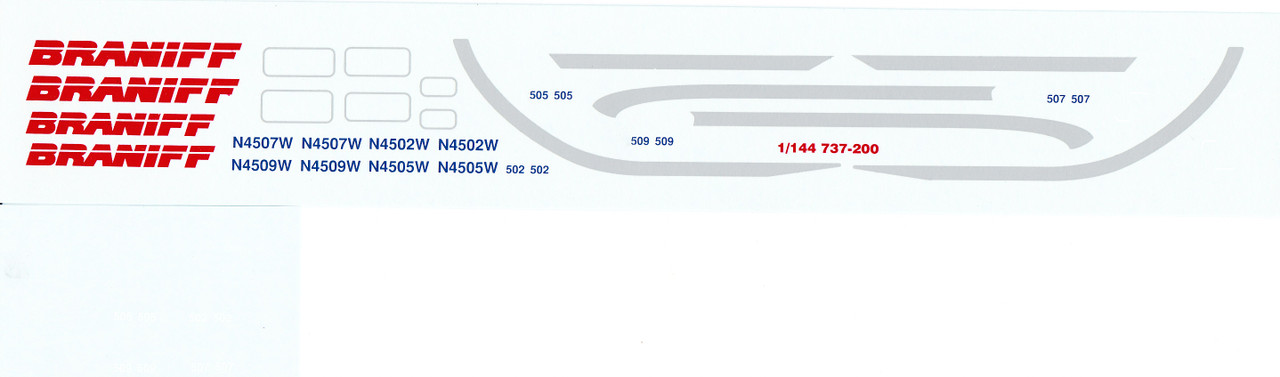 1/144 Scale Decal Braniff 737-200 1984