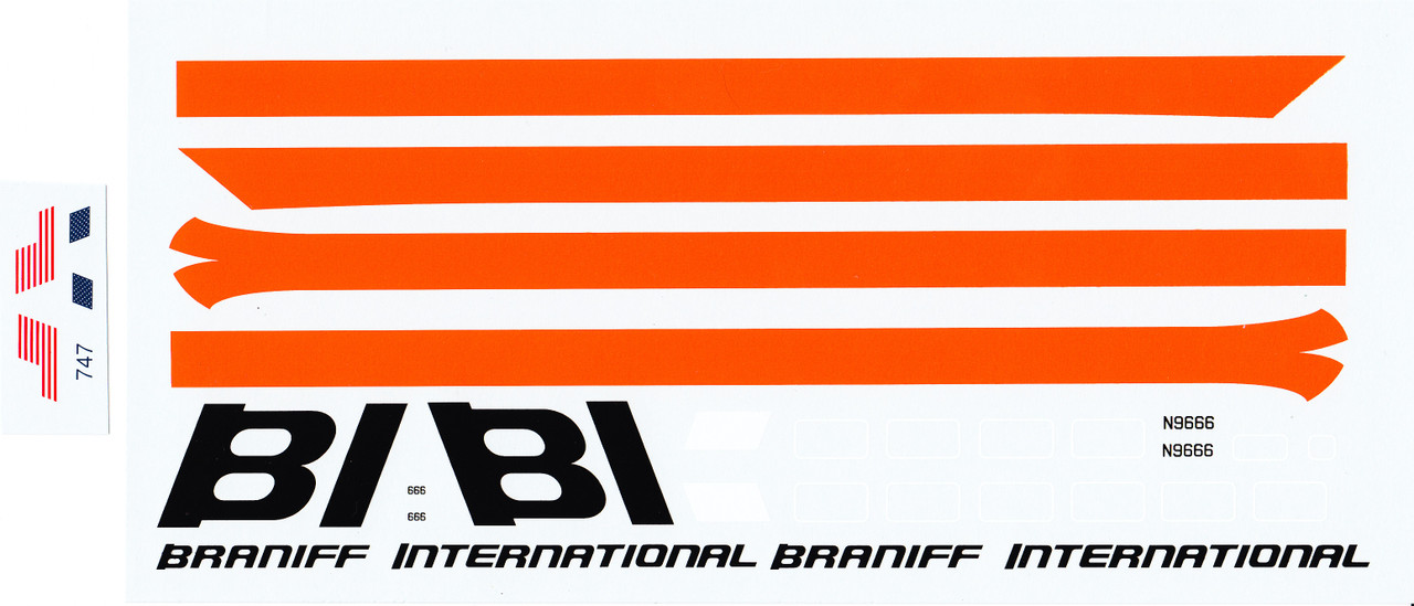 1/144 Scale Decal Braniff 747-100 LEASED