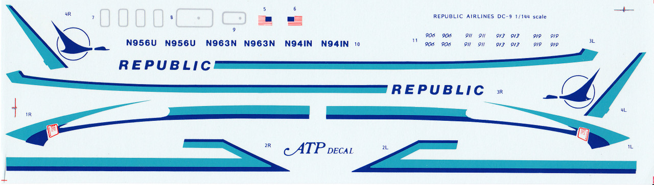 1/144 Scale Decal Republic DC9-30