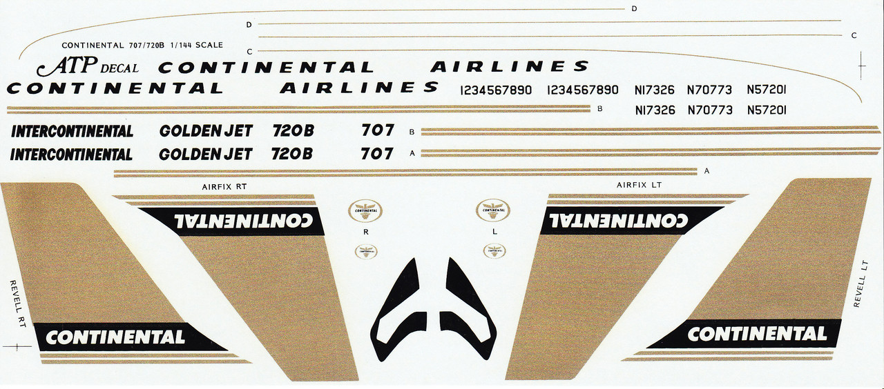 1/144 Scale Decal Contenintal 707 /720 GOLDEN JET