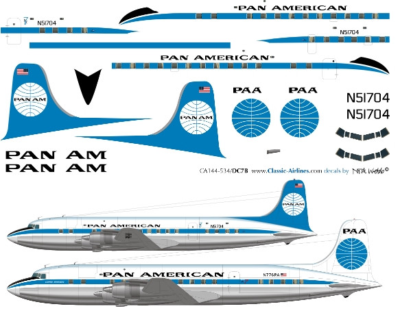 1/144 Scale Decal Pan Am DC-7 Experimental
