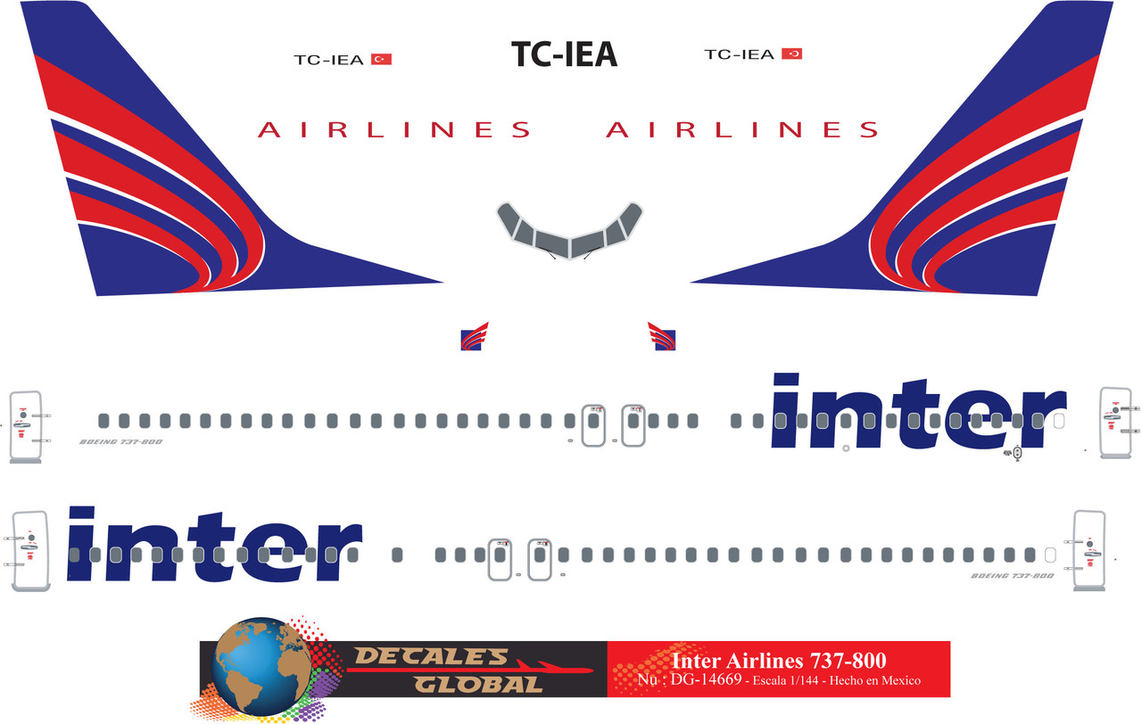 1/144 Scale Decal Inter Airlines 737-800