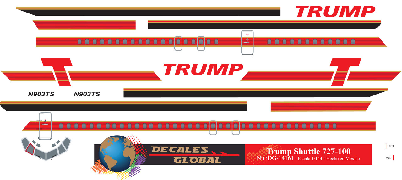 1/144 Scale Decal Trump Shuttle 727-100