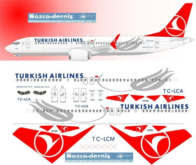 1/144 Scale Decal Turkish Airlines 737-8 MAX