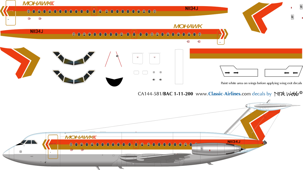 1/144 Scale Decal Mohawk BAC111-200