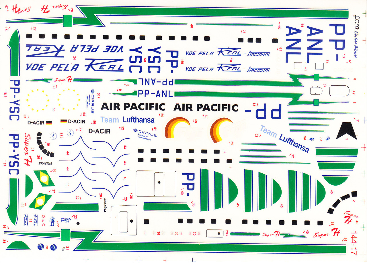 1/144 Scale Decal REAL DC-3 / REAL Connie / Cirrus Team Lufthansa ERJ ...