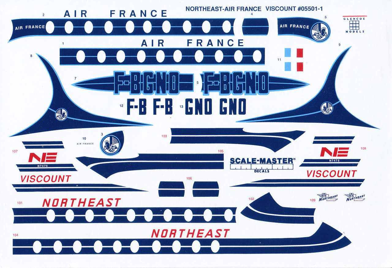 1/96 Scale Decal Northeast / Air France Viscount
