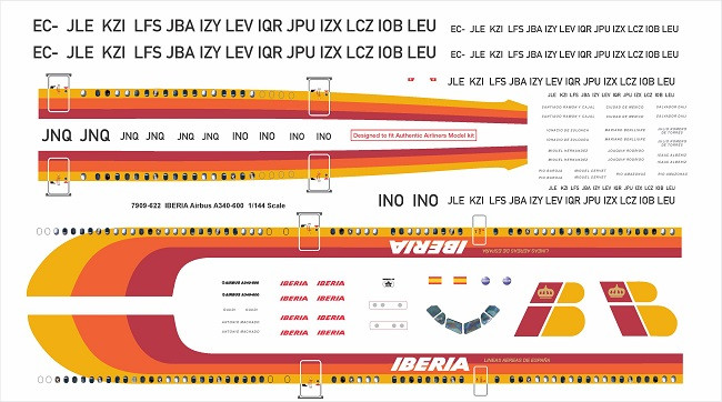 1/144 Scale Decal Iberia Airlines A340-600