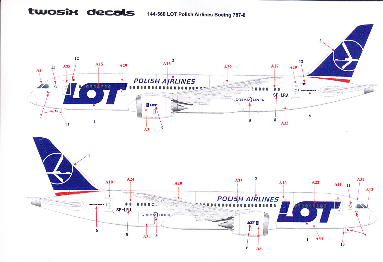 1/144 Scale Decal LOT 787-8