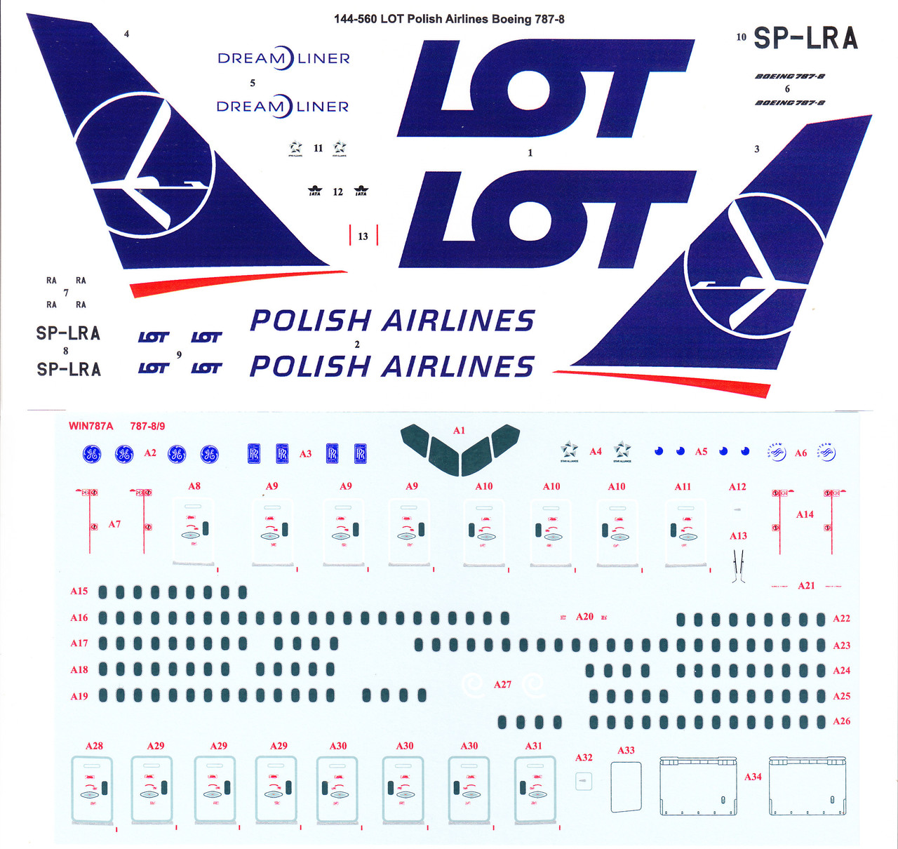 1/144 Scale Decal LOT 787-8