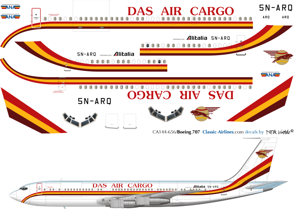 1/144 Scale Decal DAS Air Cargo 707
