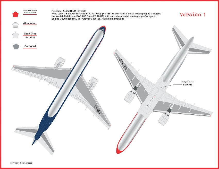 1/144 Scale Decal Aeromexico 757-200 2 Versions