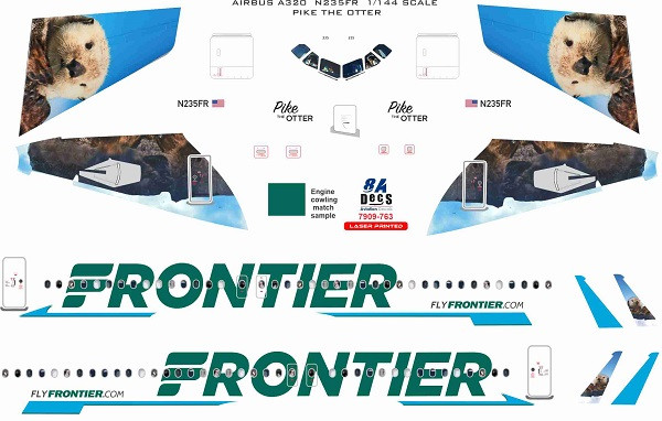 1/144 Scale Decal Frontier A-320 PIKE THE OTTER