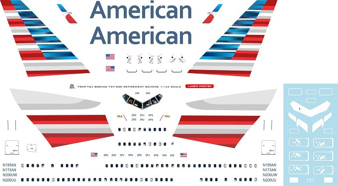 1/144 Scale Decal American Airlines 757-200