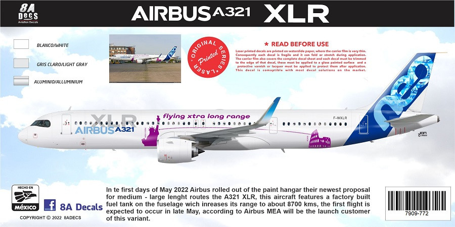 1/144 Scale Decal Airbus A-321 XLR Factory Livery
