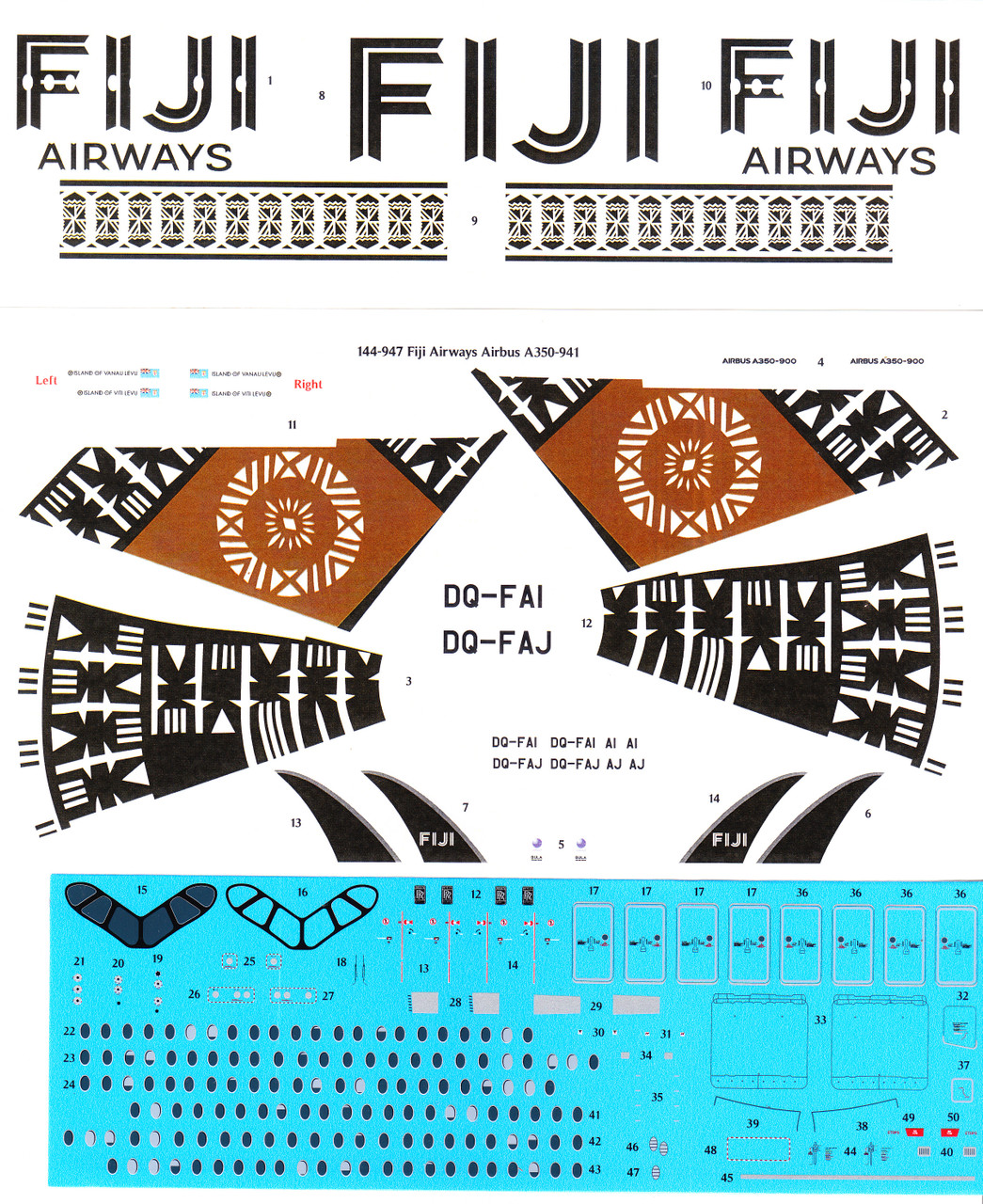 1/144 Scale Decal Fiji Airways A350-941