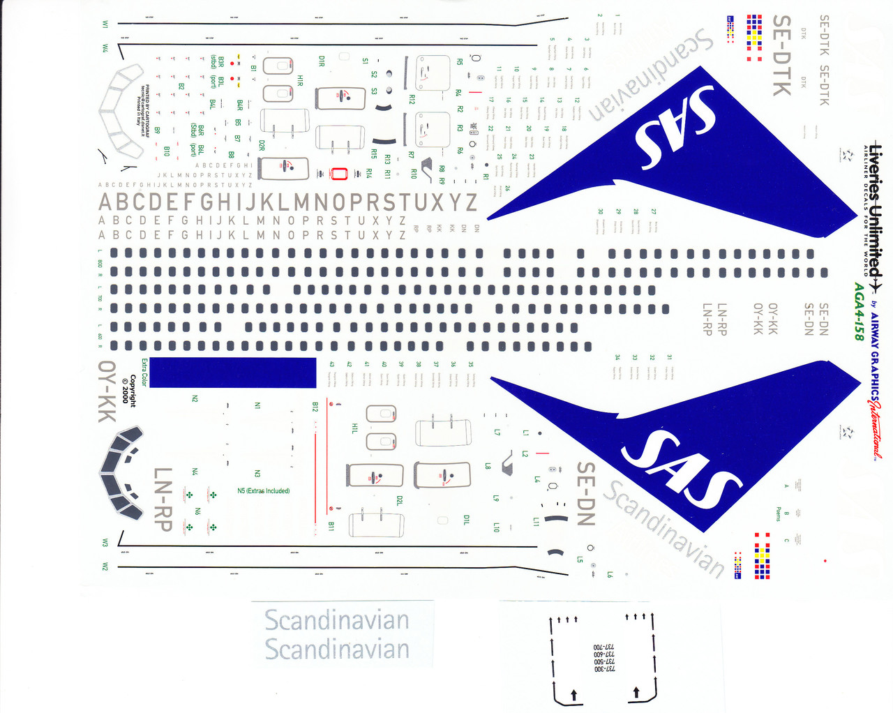 1/144 Scale Decal SAS - Scandinavian Airlines 737-600 / 700 / 800
