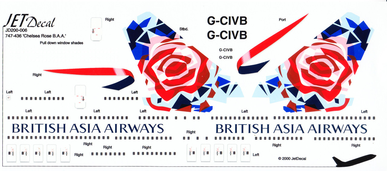 1/200 Scale Decal British Airways 747-436 Chelsea Rose