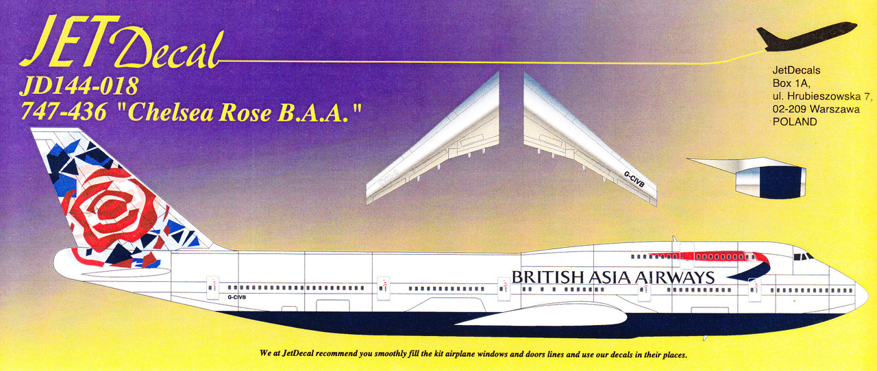 1/144 Scale Decal British Airways 747-436 Chelsea Rose