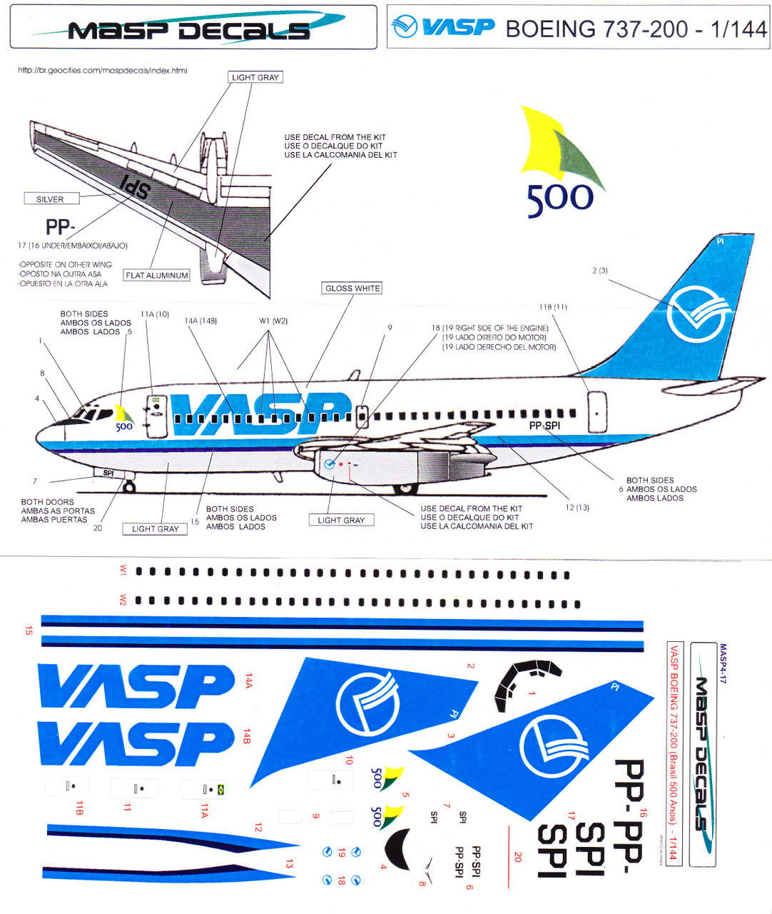1/144 Scale Decal VASP 737-200