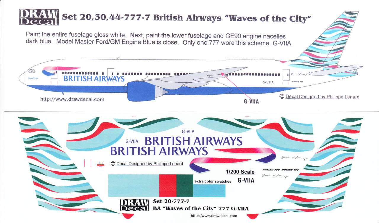 1/200 Scale Decal British Airways 777 Waves of the City