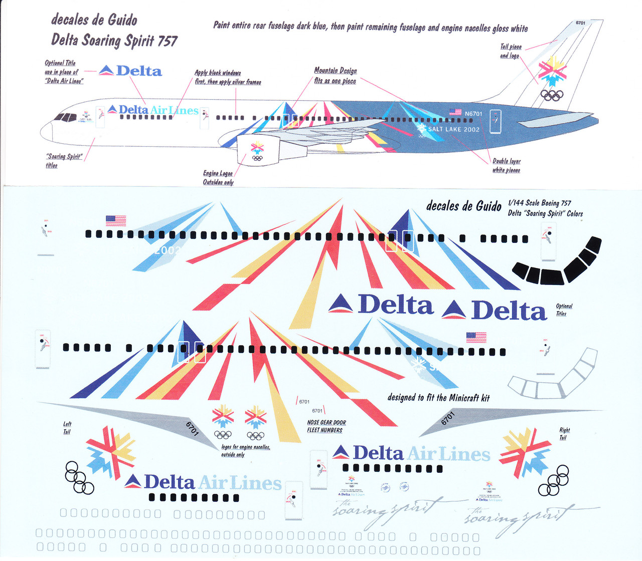 1/144 Scale Decal Delta Airlines 757-200 Soaring Spirit