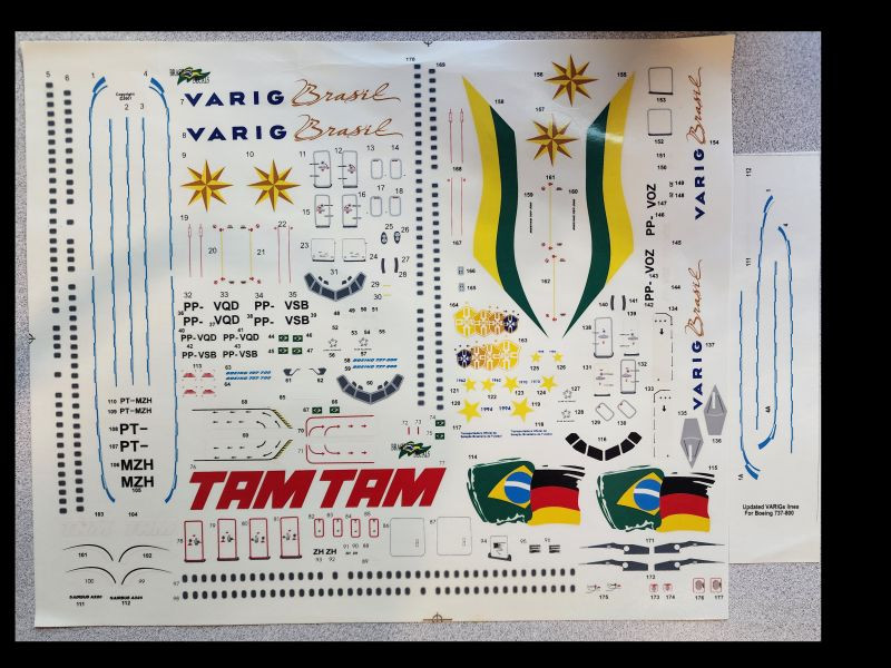 1/144 Scale Decal Varig 737 / 300 / 800 TAM A-320