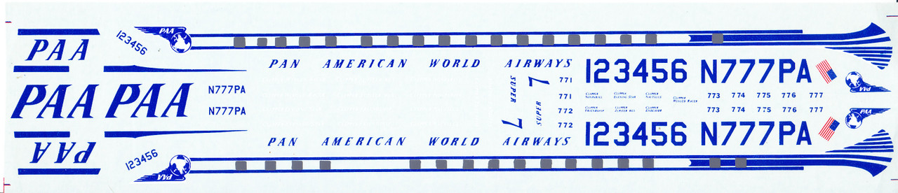 1/144 Scale Decal Pan American DC-7