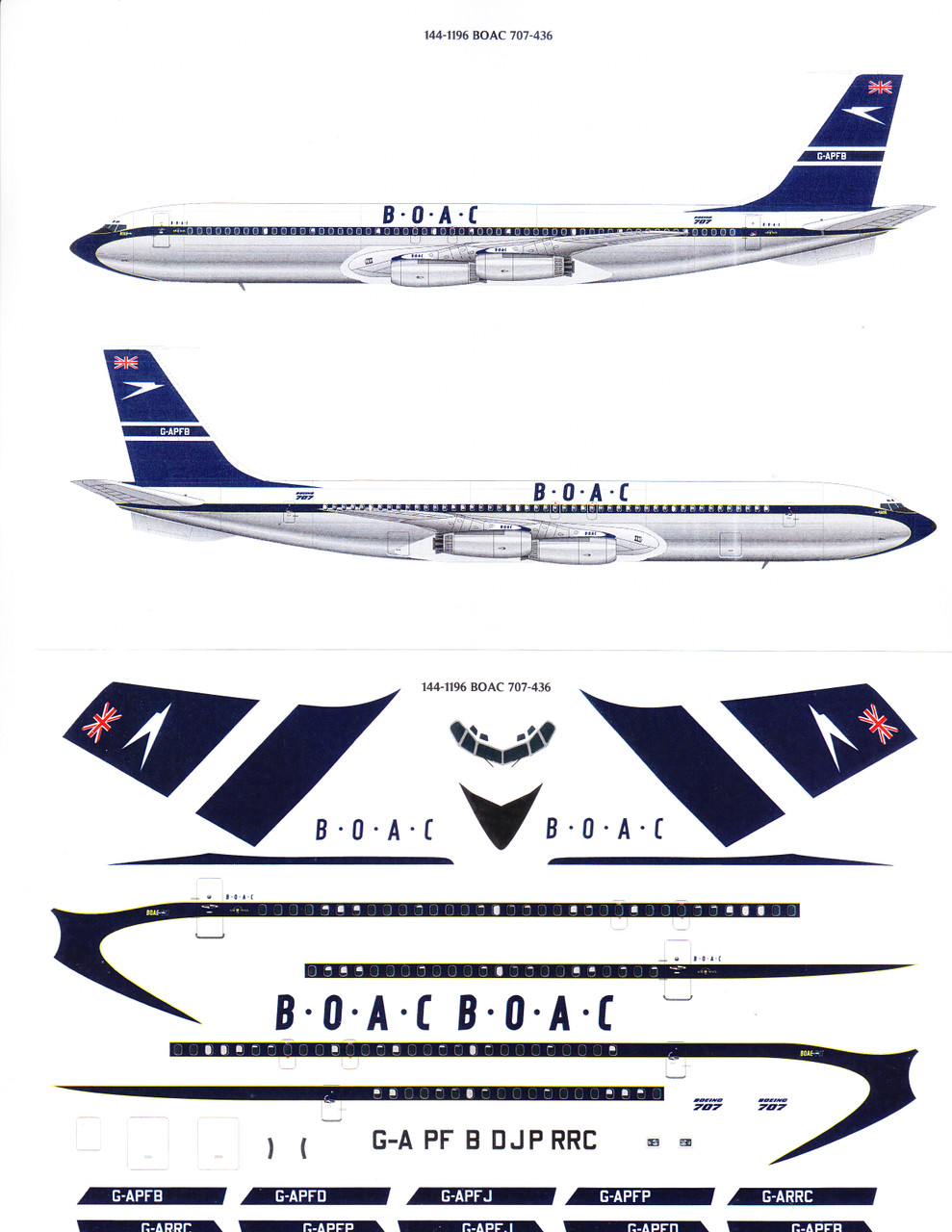 1/144 Scale Decal BOAC 707-436 Delivery