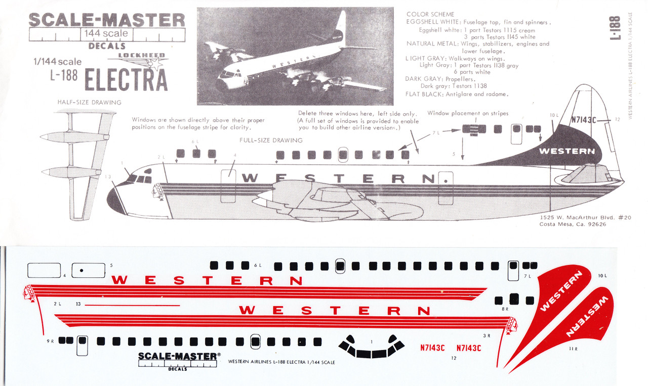 1/144 Scale Decal Western Electra Indian Head