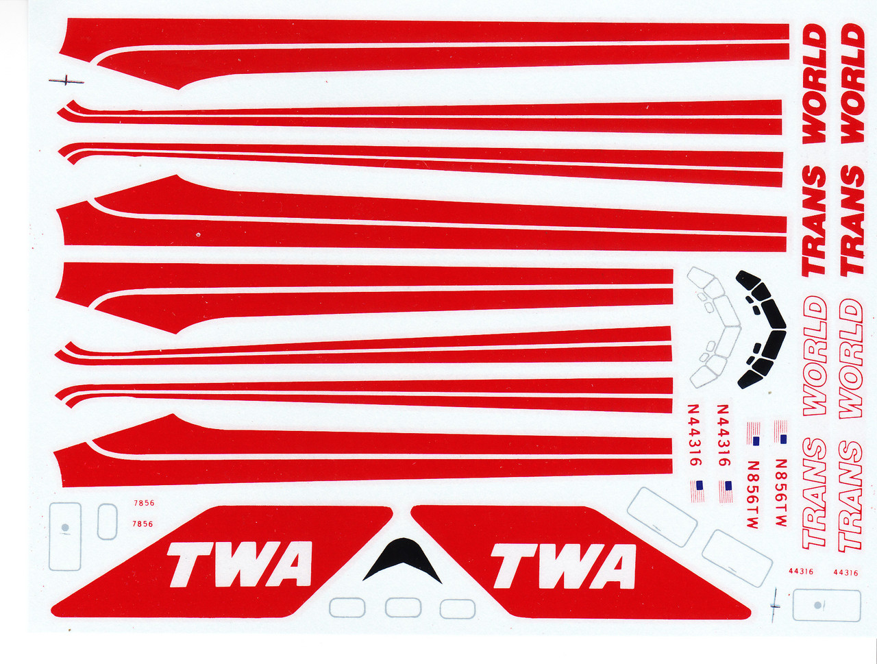 1/144 Scale Decal TWA 727-100 / 200