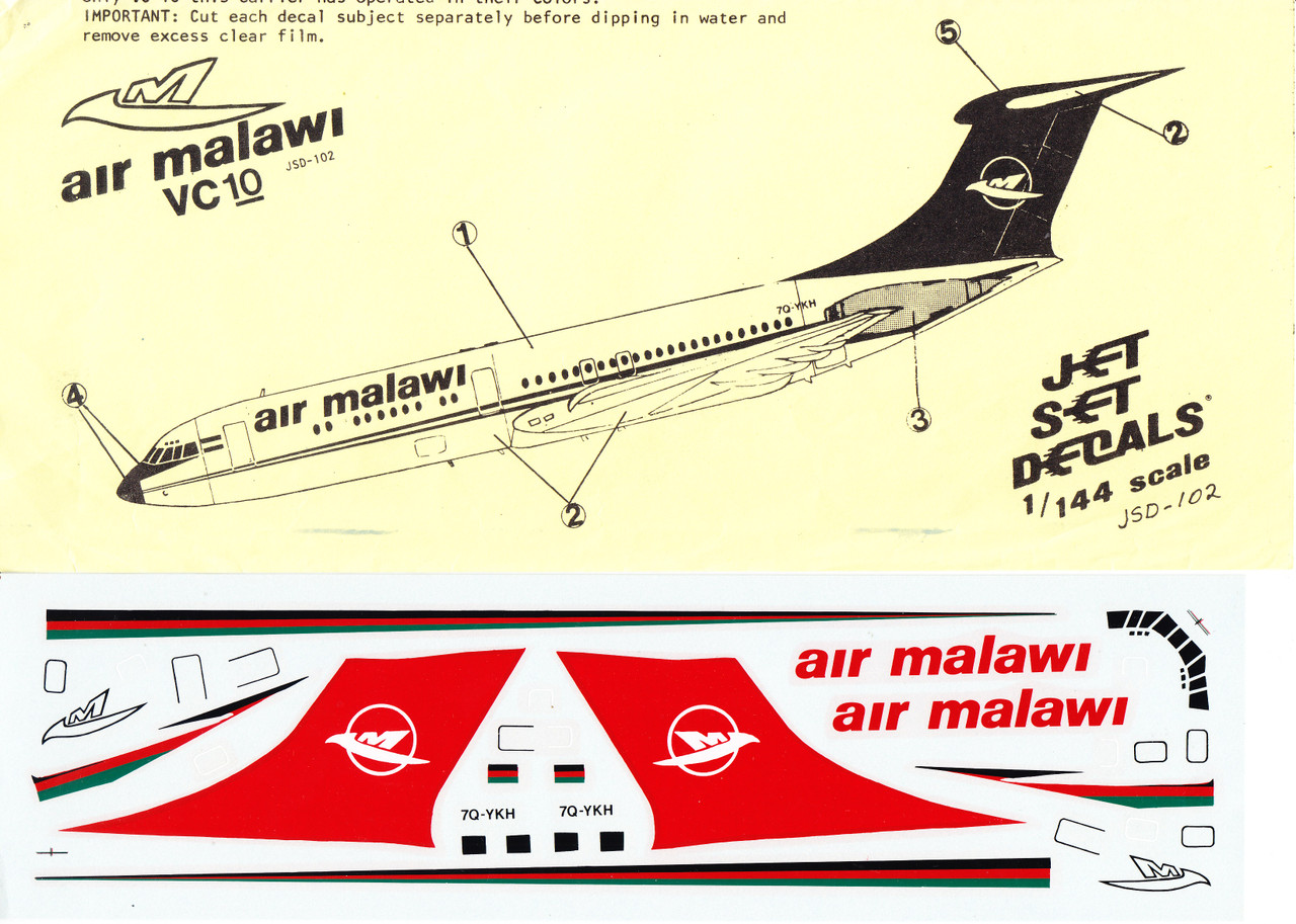 1/144 Scale Decal Air Malawi VC-10
