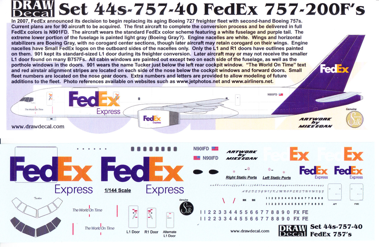 1/144 Scale Decal FedEx 757