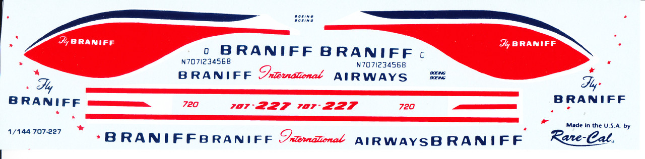 1/144 Scale Decal Braniff International Airways 707