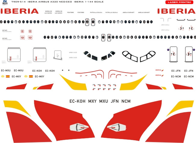 1/144 Scale Decal Iberia A-320.