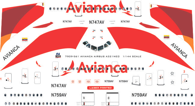1/144 Scale Decal Avianca A-321 NEO