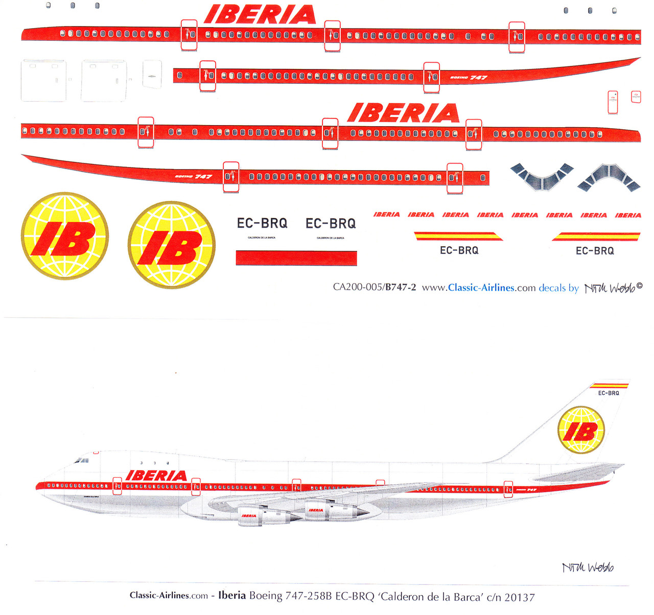 1/200 Scale Decal Iberia 747-200 Delivery Livery