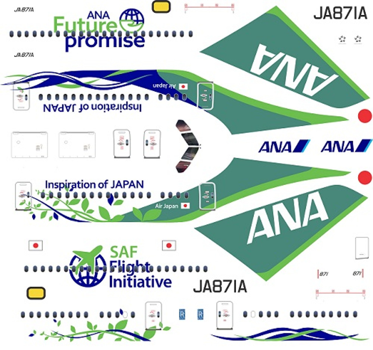 1/144 Scale Decal ANA 787-9 Safe Initiative