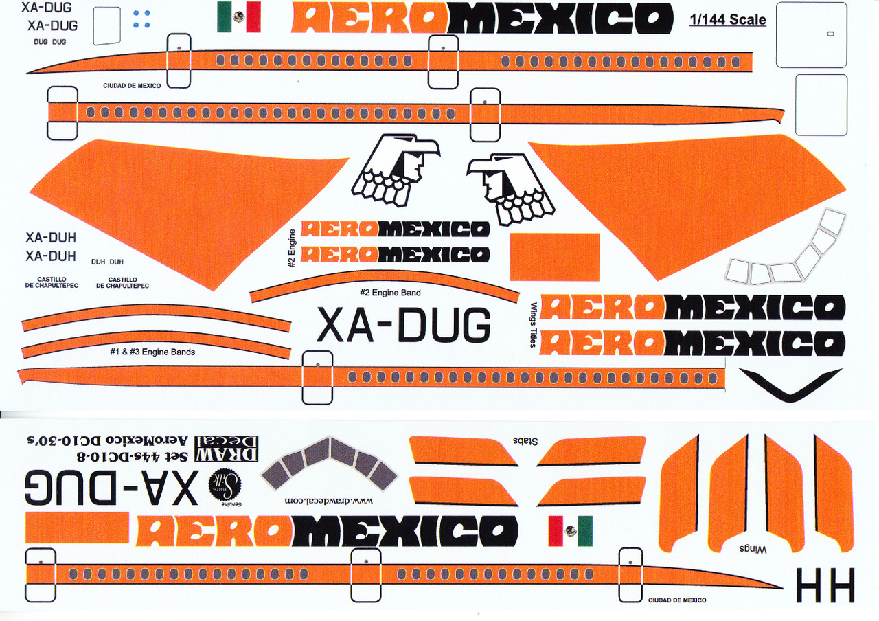1/144 Scale Decal AeroMexico DC-10