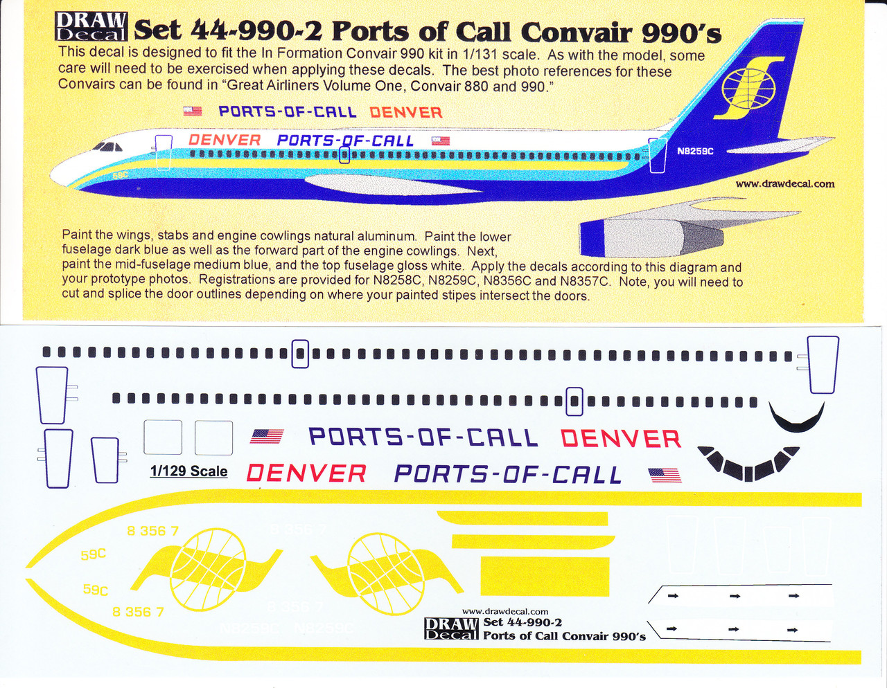 1/144 Scale Decal DENVER PORTS-OF-CALL CV-990