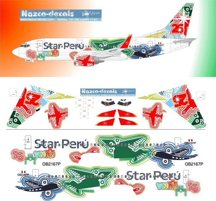 1/144 Scale Decal Star Peru 737-300 25th Anniversary